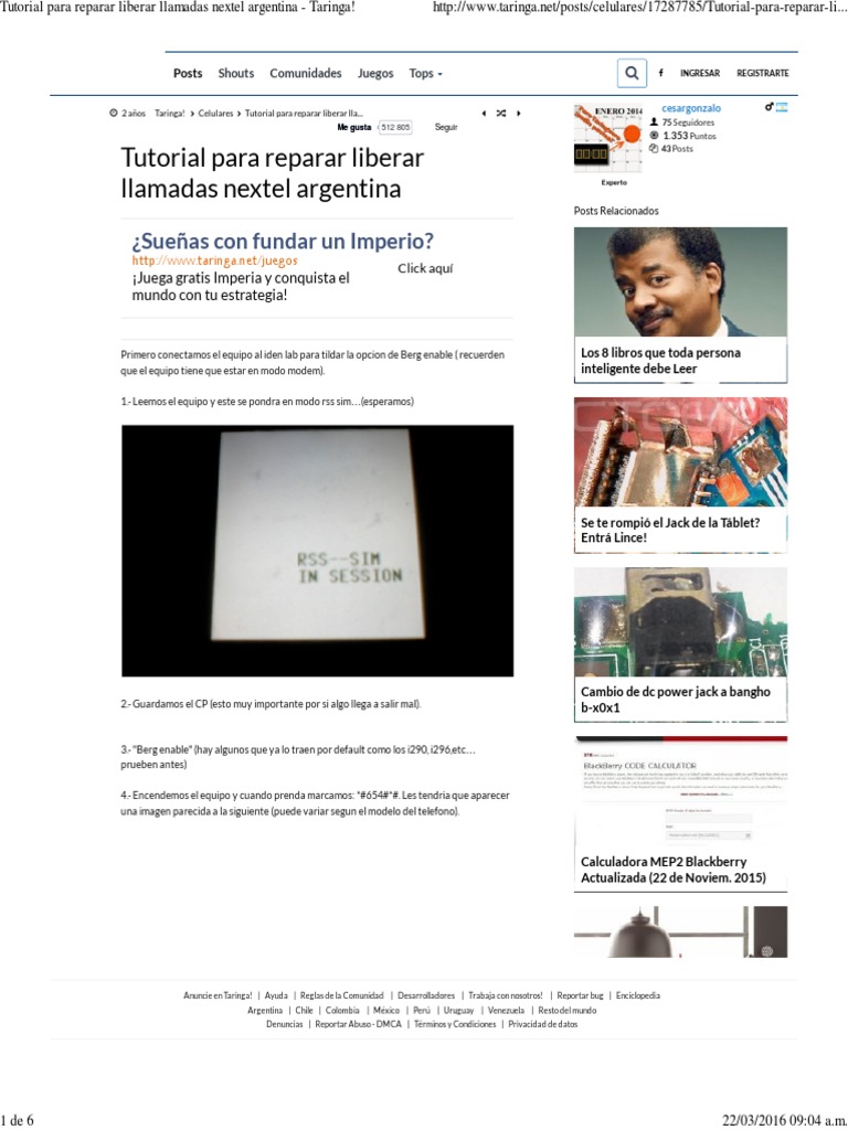 Tutorial para Reparar Liberar Llamadas Nextel Argentina - Taringa! | PDF | Android (sistema ...