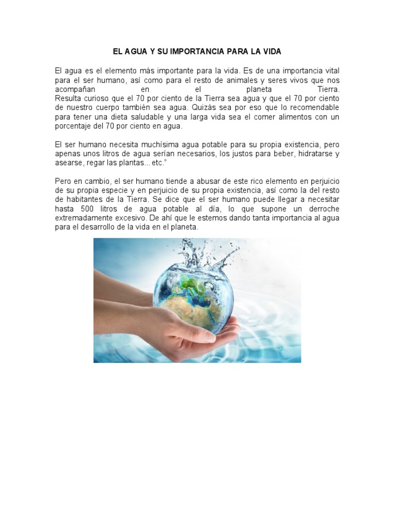 El Agua y Su Importancia para La Vida | PDF | Propiedades del agua ...