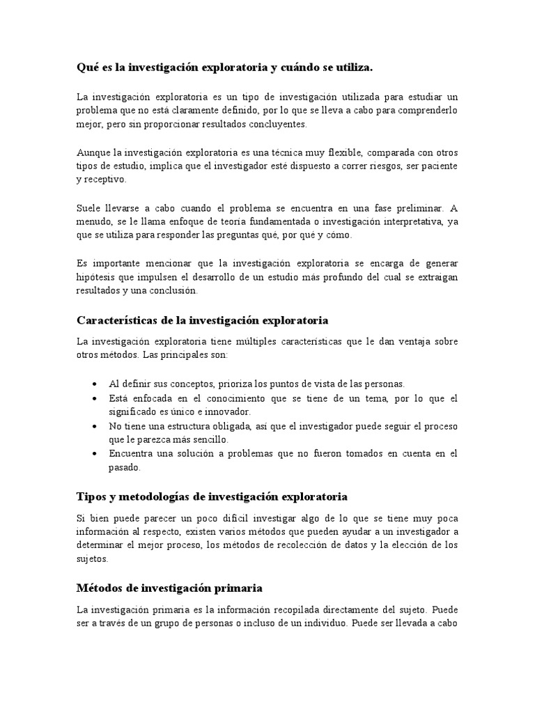 Investigación Exploratoria: Definición y Métodos | PDF | Bases de datos ...