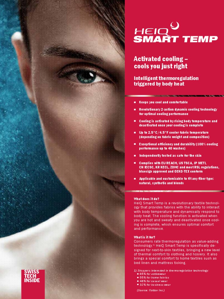 2018.09 - HeiQ Smart Temp Flyer | PDF | Thermoregulation | Infrared