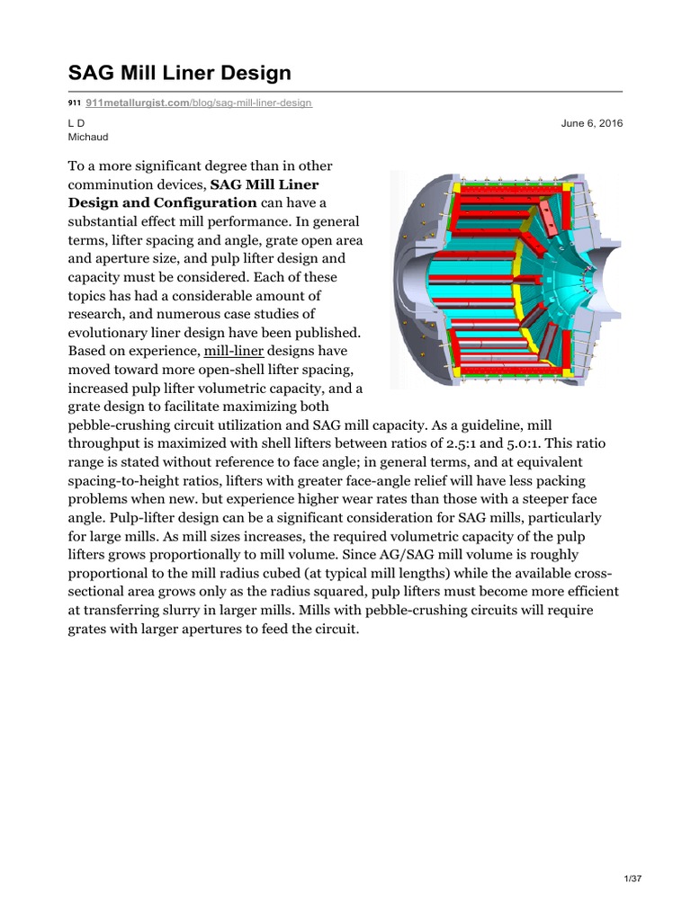 SAG Mill Liner Design | PDF | Mill (Grinding) | Steel