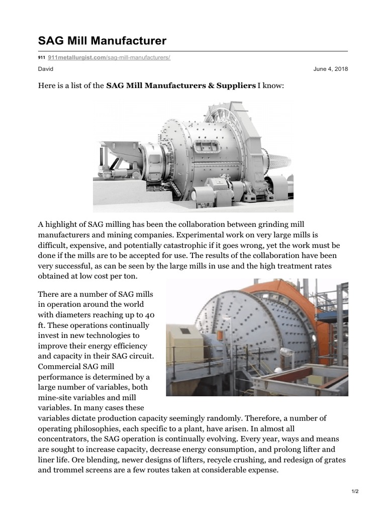 SAG Mill Manufacturer | PDF
