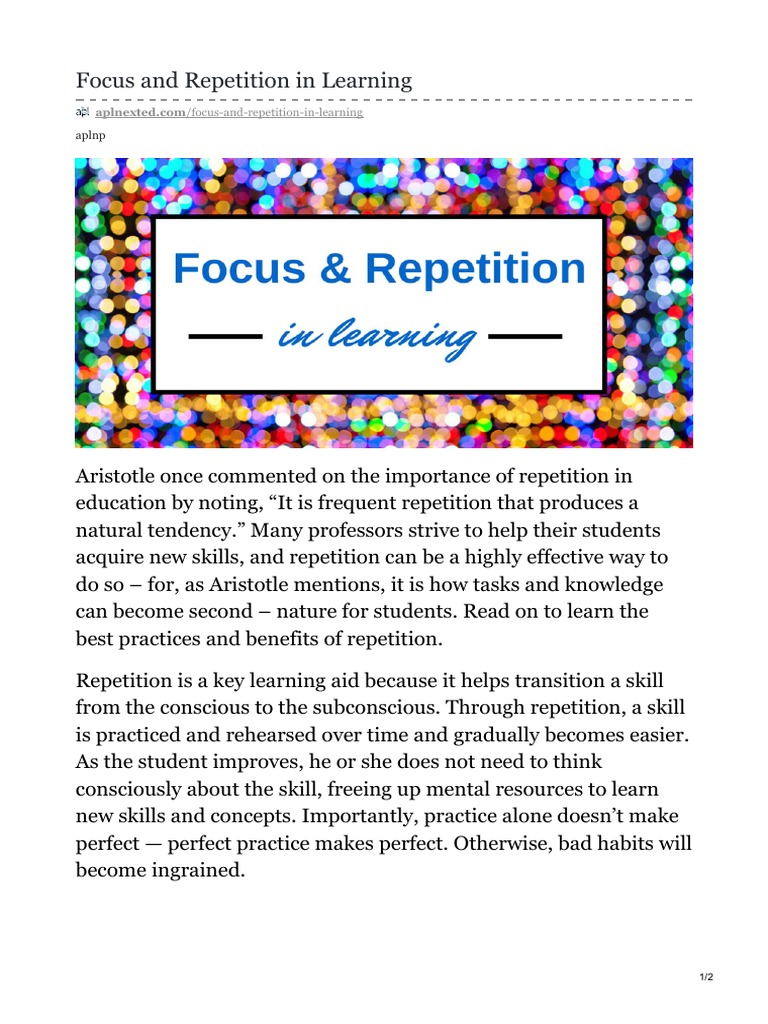 Focus and Repetition in Learning | PDF