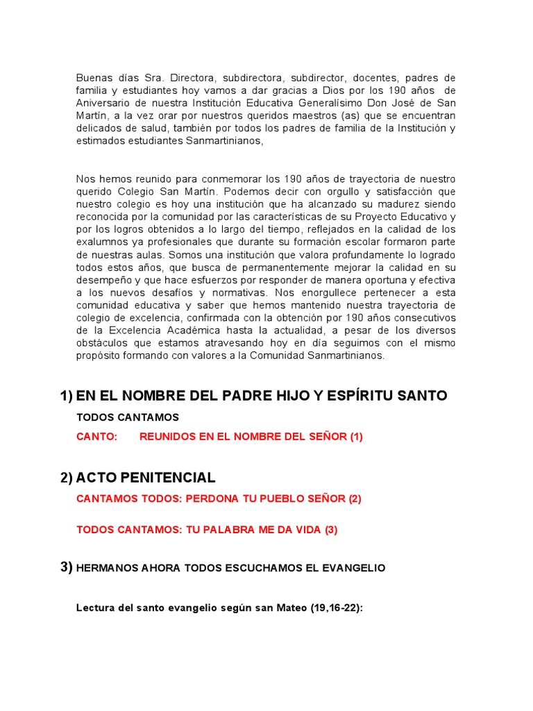 Rito de Misa | PDF | María, madre de Jesús | Oración