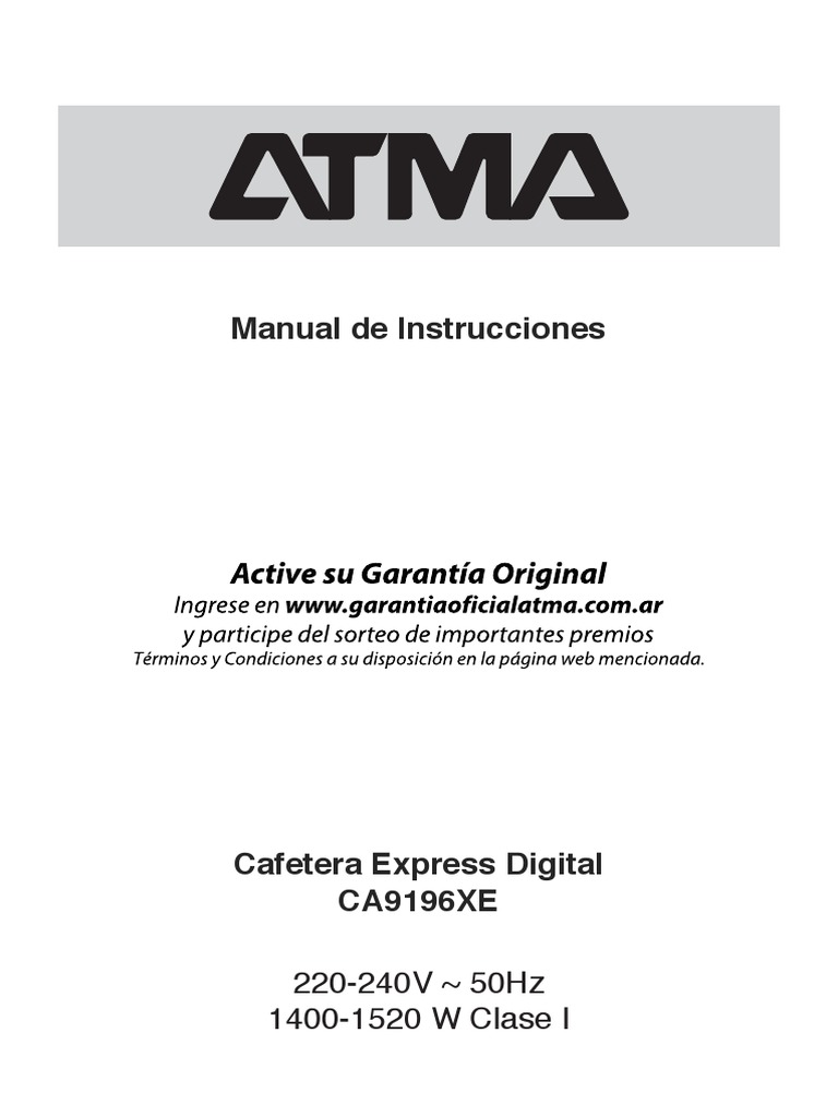 Manual Atma CA9196XE PDF | PDF | café | Agua