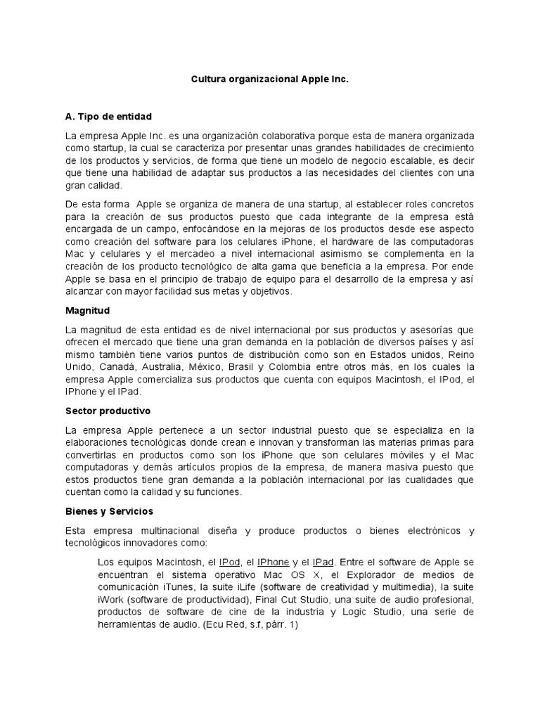 Cultura Organizacional de Apple | PDF | Apple Inc. | Macintosh