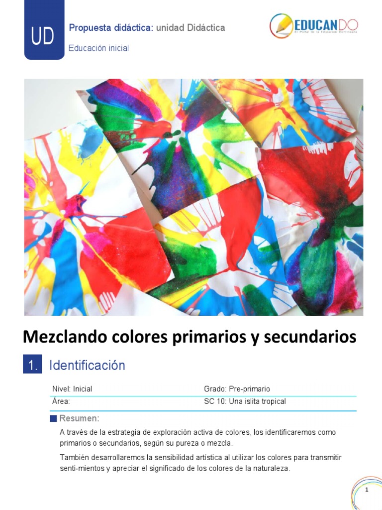 Mezclando Colores Primarios y Secundarios. Plan Clase | PDF | Azul | Color
