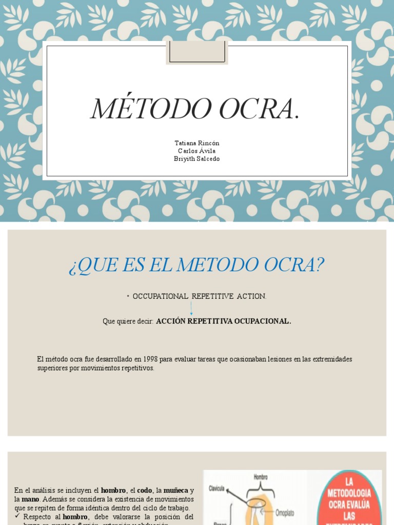Evaluación del Método OCRA en Ergonomía | PDF | Factores humanos y ...