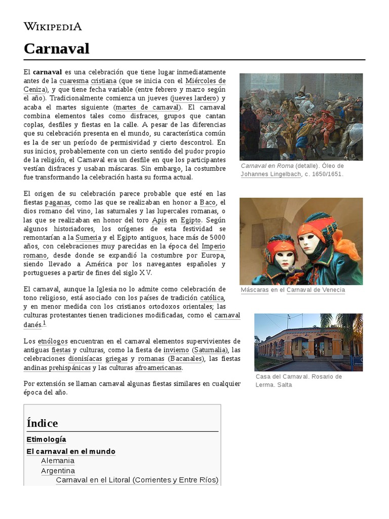 Carnaval | PDF | Carnaval | Eventos de entretenimiento