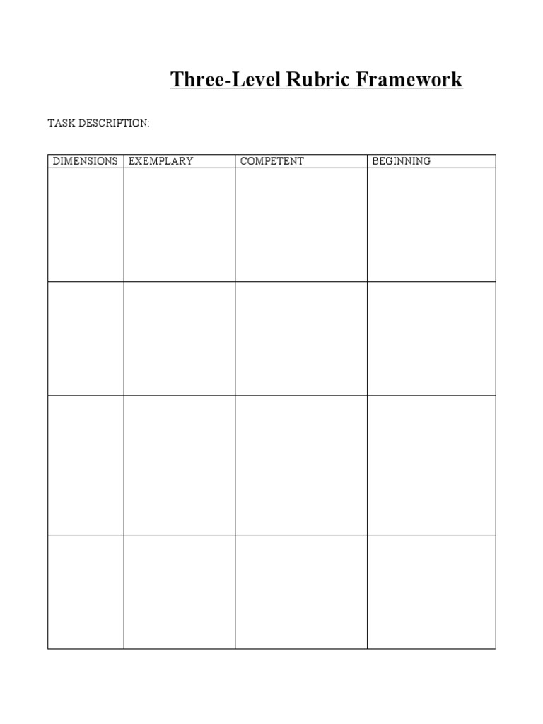 Three-Level Rubric Framework: Task Description | PDF