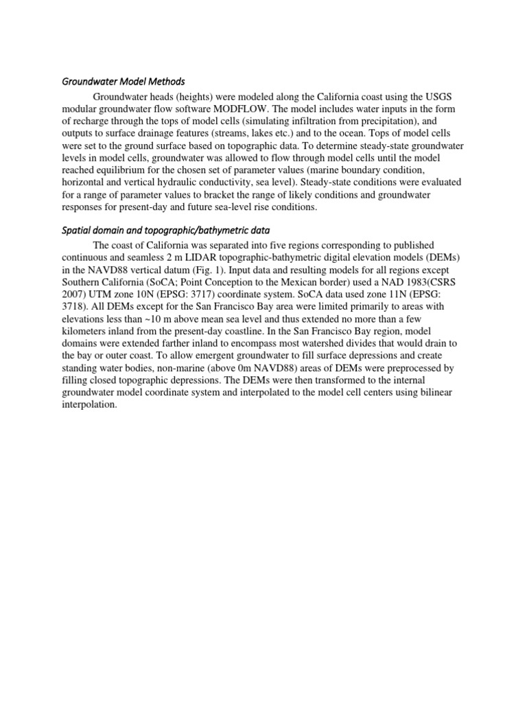 Groundwater Model Methods | PDF | Sea Level | Salinity
