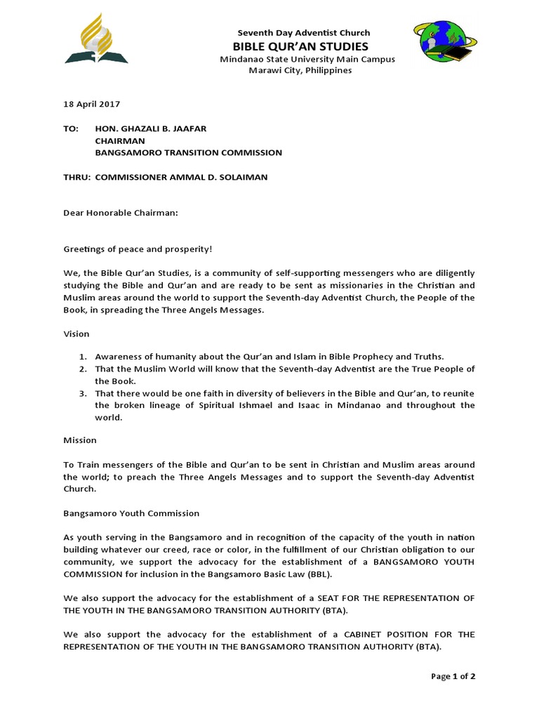BQS Letter To Hon. Ghazali B. Jaafar | PDF | Prophets And Messengers In ...