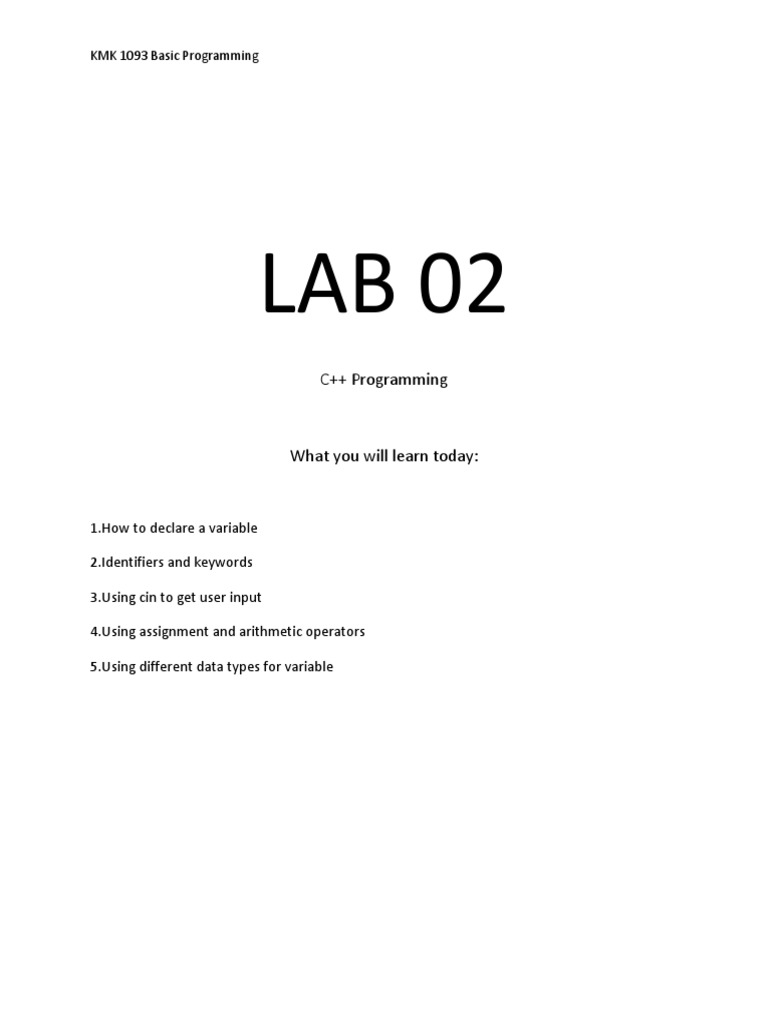 Basic Programming Lab 2 Download Free Pdf Integer Computer Science
