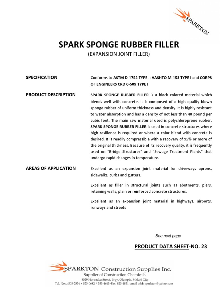 23 Spark Sponge Rubber Filler