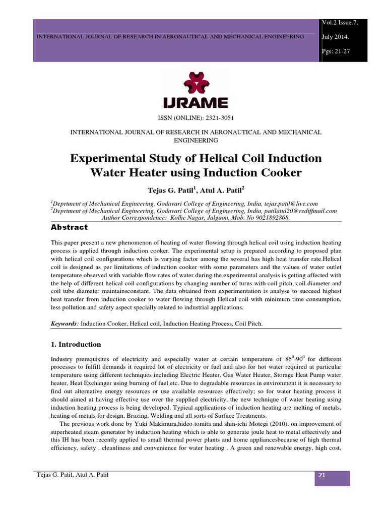 Induction Heating in Helical Coil Water Heaters | PDF | Water Heating ...