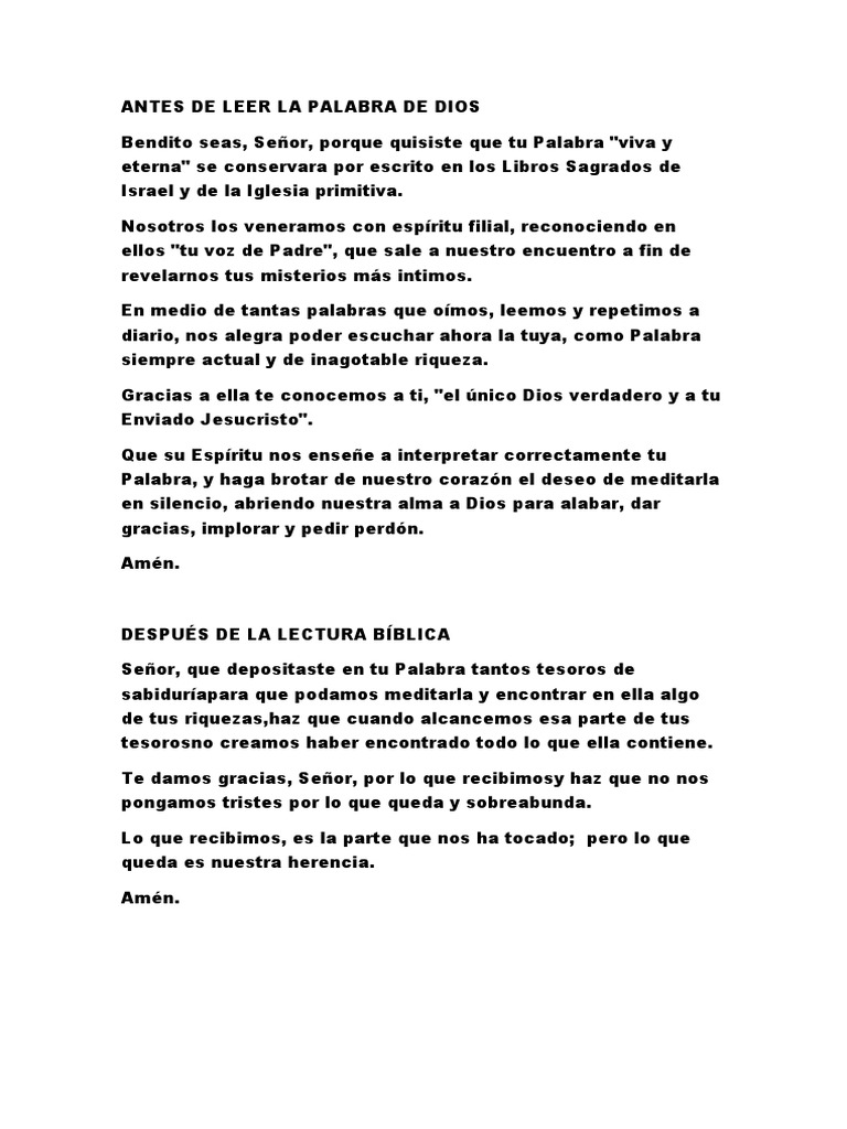 Antes de Leer La Palabra de Dios | PDF