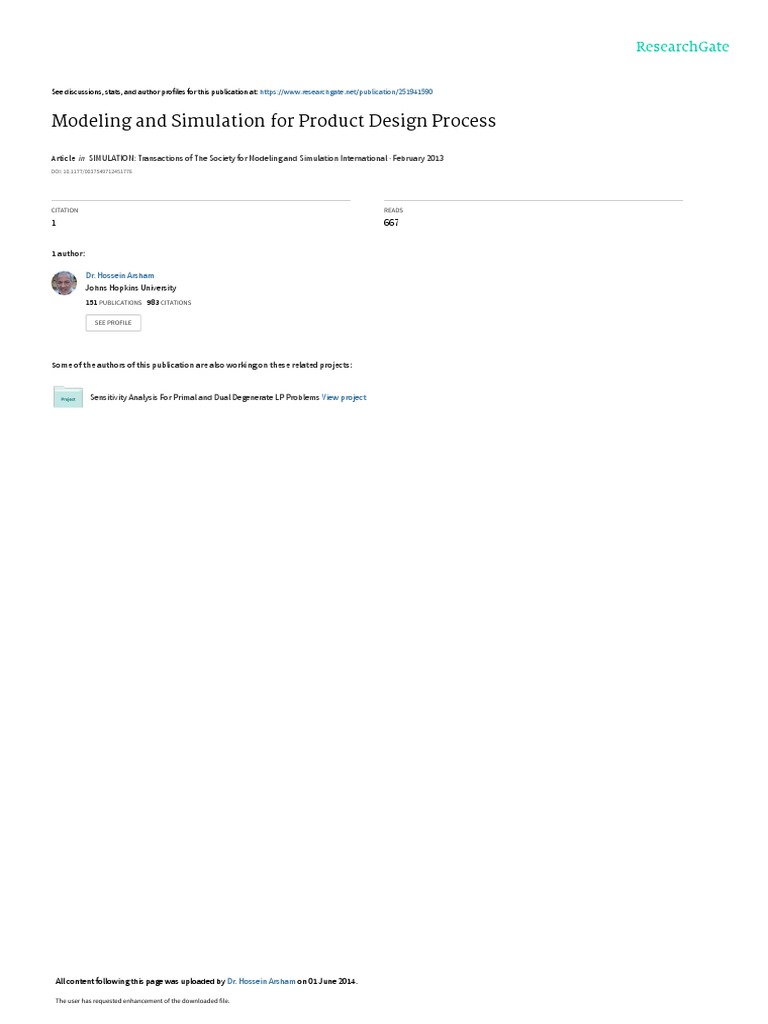 Modeling and Simulation For Product Design Process | Download Free PDF ...