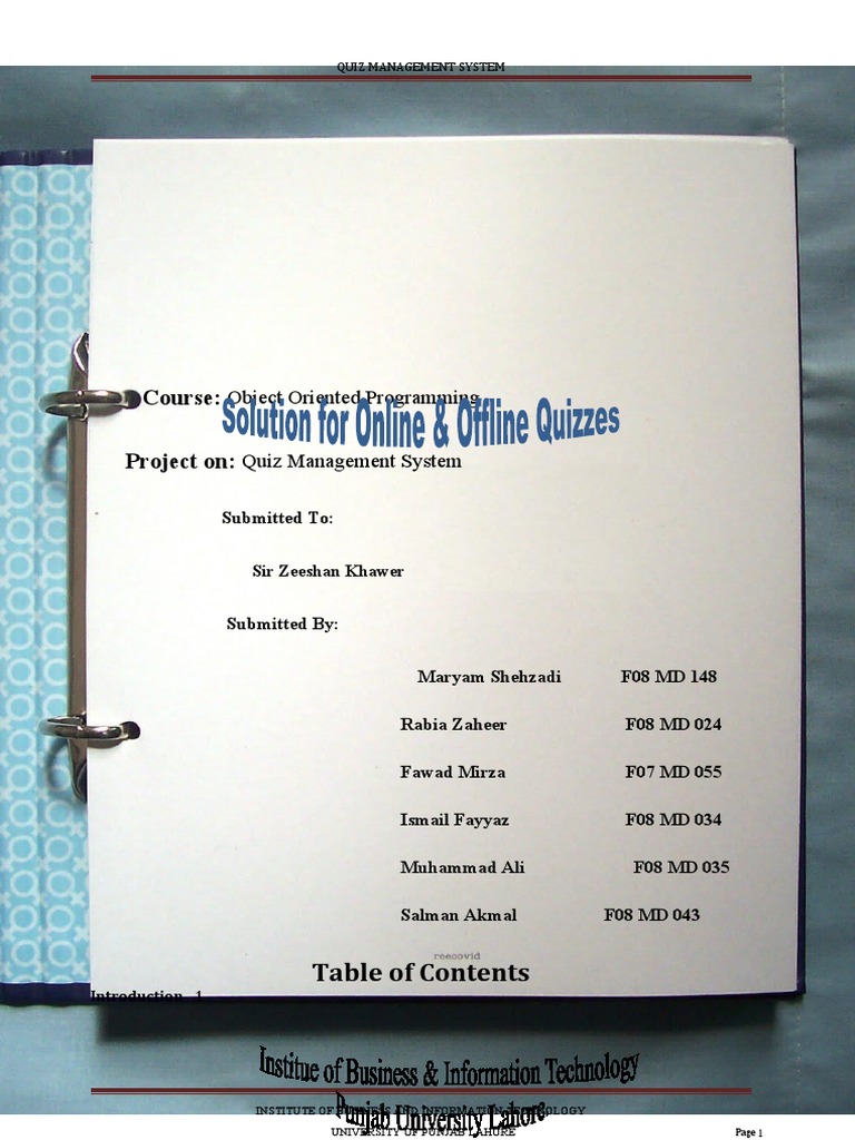 Quiz Management System Documentation | PDF | Password | String (Computer Science)