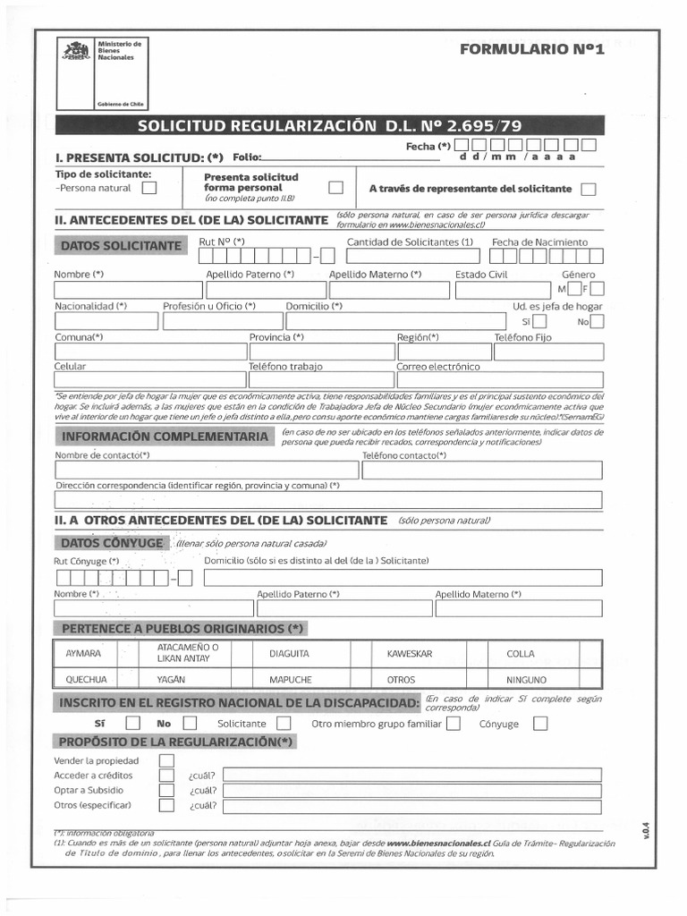 Chile Propietario - Formulario-N°-1 | PDF