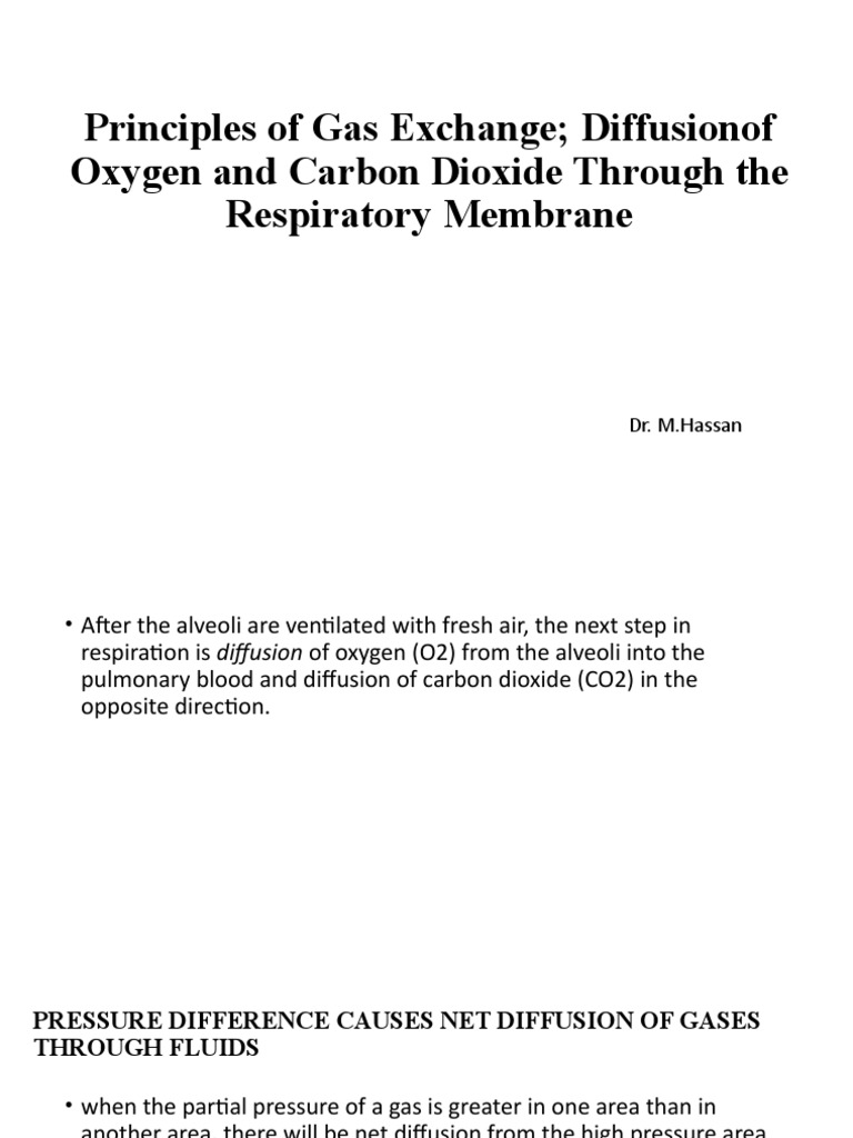 Principles of Gas Exchange Diffusionof Oxygen and Carbon Dioxide ...