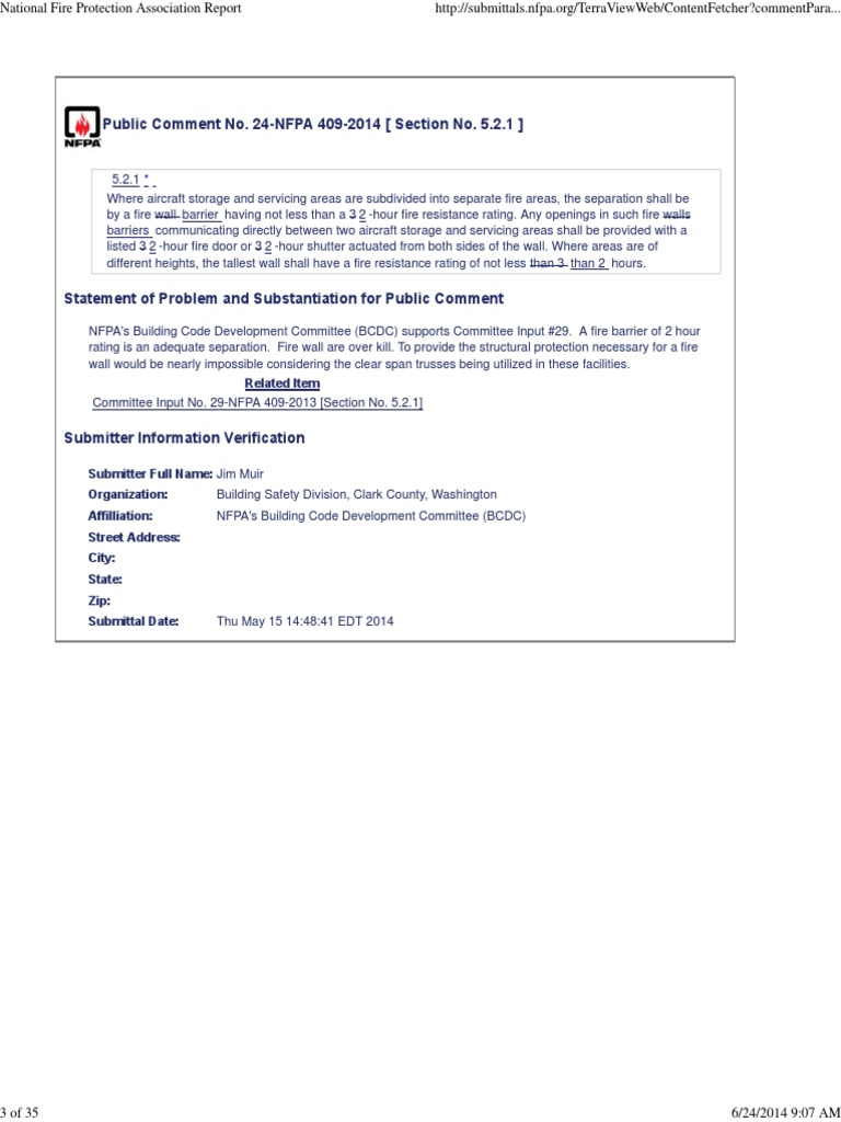 Public Comment No. 24-NFPA 409-2014 (Section No. 5.2.1) : Related Item ...