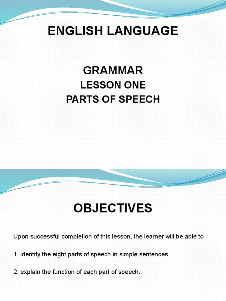 Lesson 1 Parts of Speech | PDF | Part Of Speech | Adverb