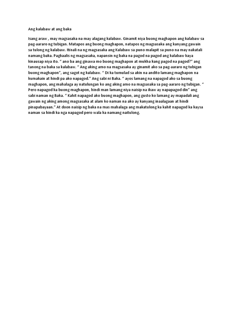Ang Kalabaw at Ang Baka | PDF