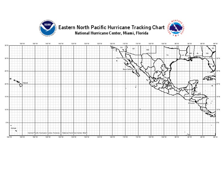 Eastern North Pacific Hurricane Tracking Chart: National Hurricane ...