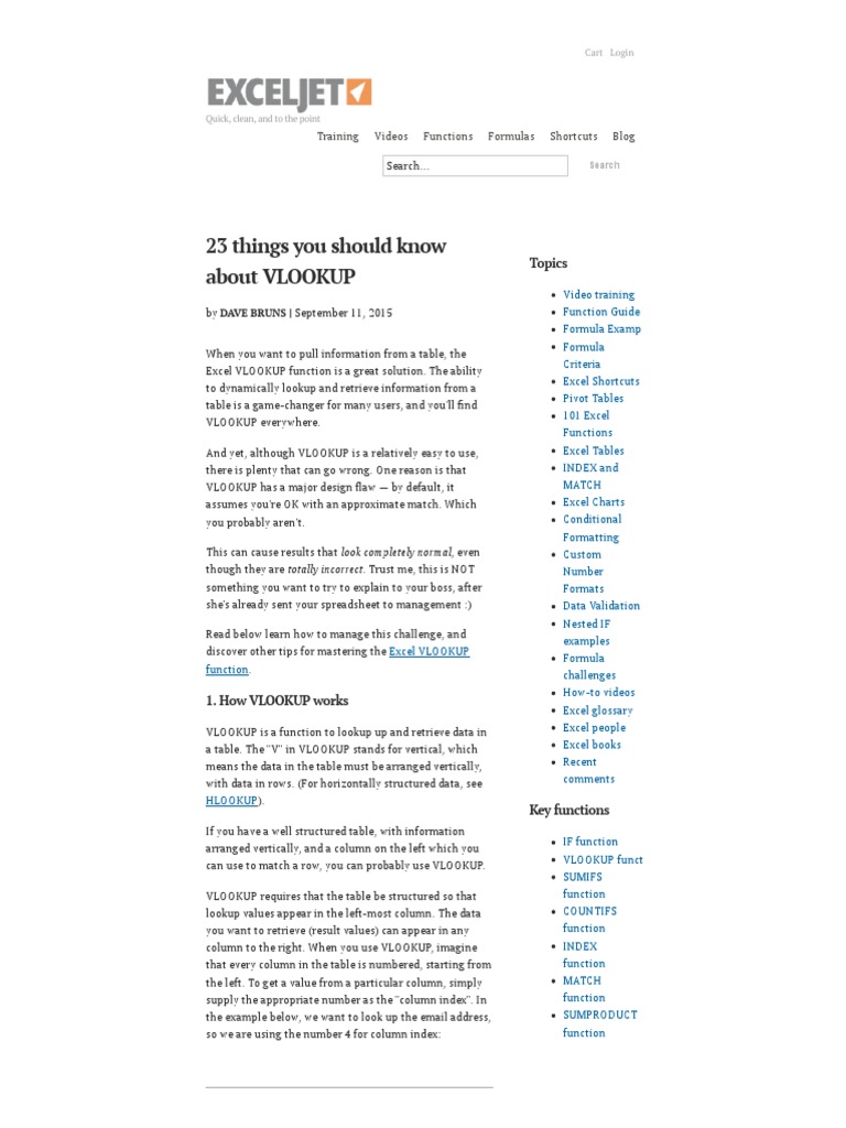 23 Things You Should Know About VLOOKUP - Exceljet | PDF | Database Index | Microsoft Excel
