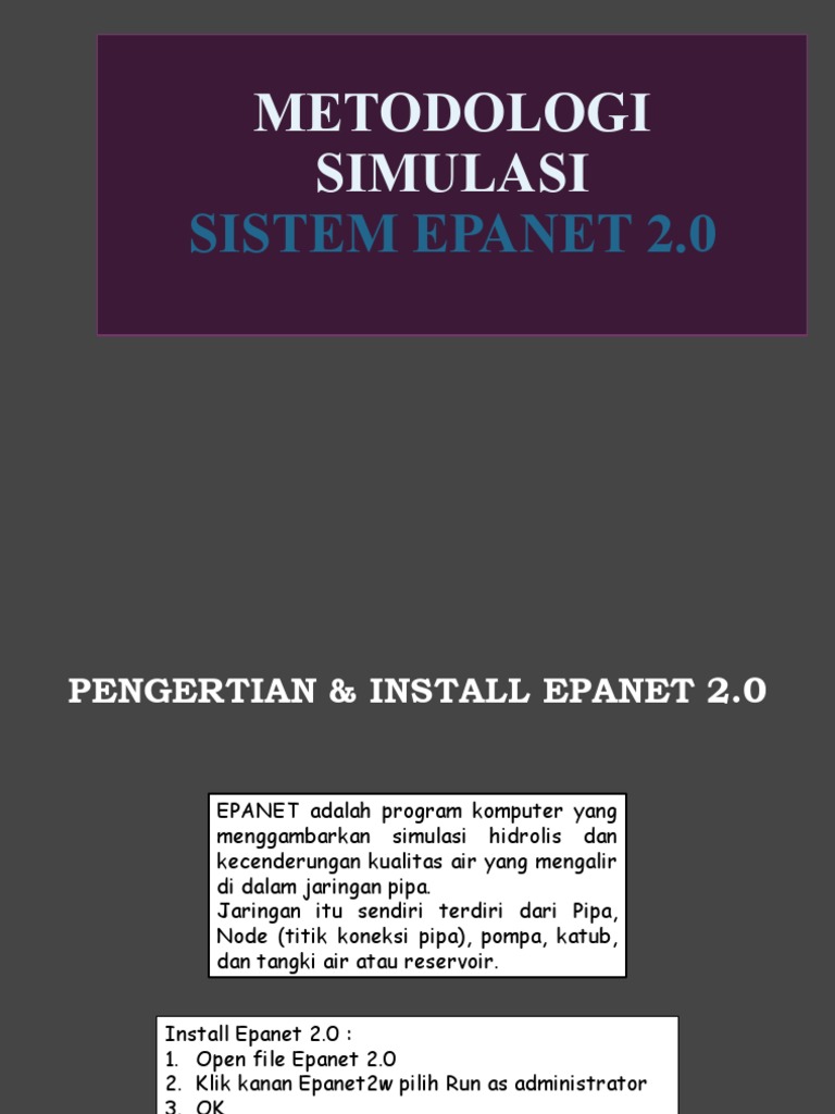 Panduan Simulasi EPANET 2.0 | PDF
