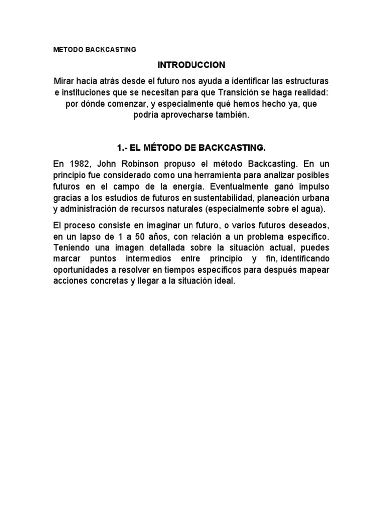 Metodo Backcasting | PDF | Planificación | Cognición