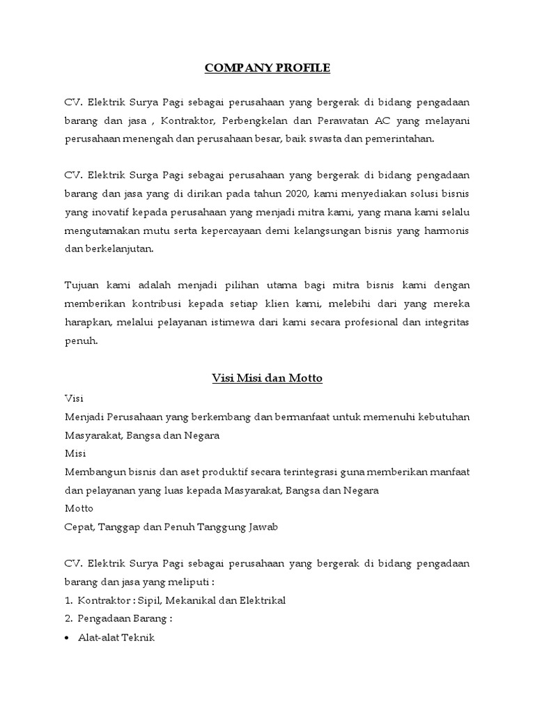 Company Profile CV - Esp | PDF | Pengelolaan Keuangan & Uang