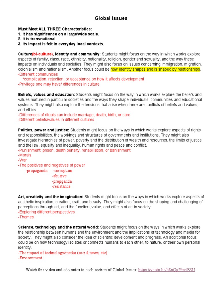 Exploring Global Issues and Impact | PDF | Value (Ethics) | Identity ...