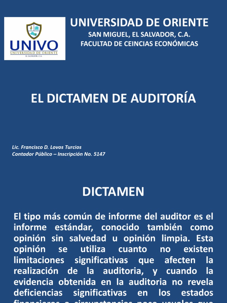 Tipos de Dictamen de Auditoría | PDF | Auditoría | Contralor