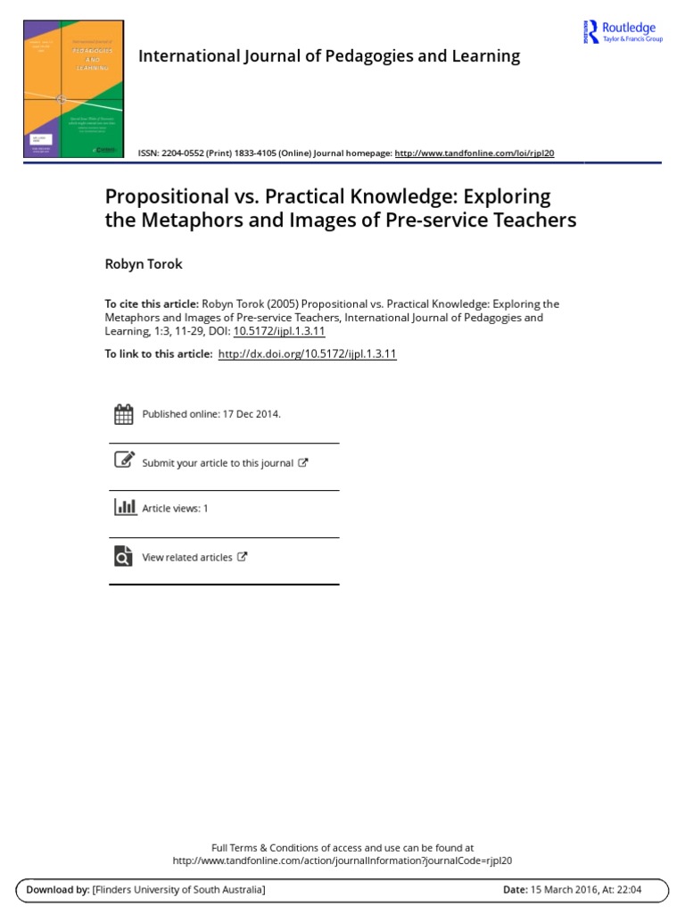 Propositional vs. Practical Knowledge Exploring | PDF | Teachers | Extraversion And Introversion