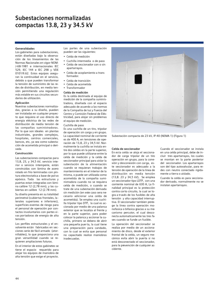 Subestacion Compacta | PDF | Fusible (Eléctrico) | Subestacion electrica