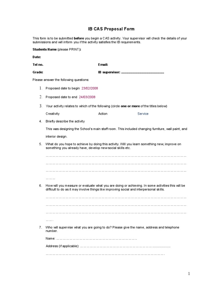 IB CAS Proposal and Evaluation Form | PDF | Pedagogy | Change