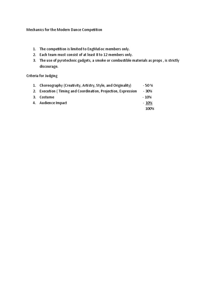Mechanics For The Modern Dance Competition | PDF