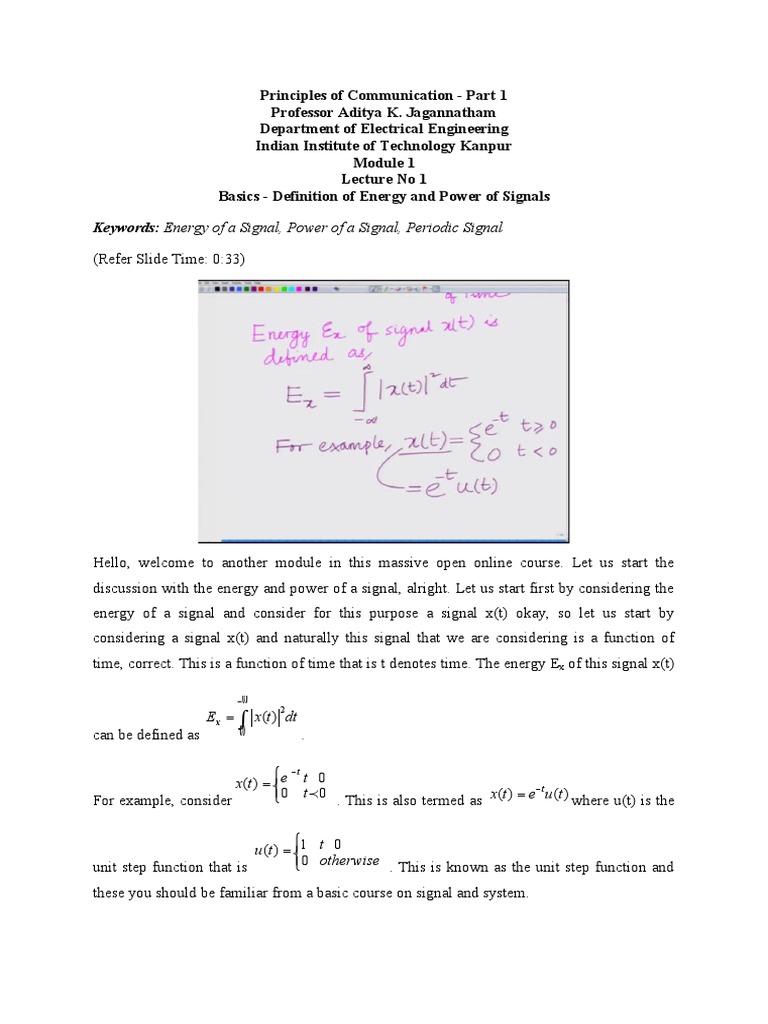 Keywords: Energy of A Signal, Power of A Signal, Periodic Signal | PDF ...