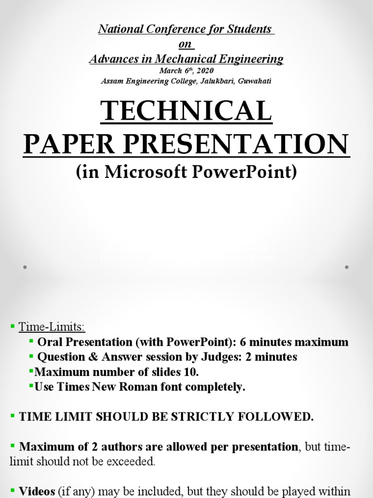 Technical Paper Presentation: (In Microsoft Powerpoint) | PDF | Computers