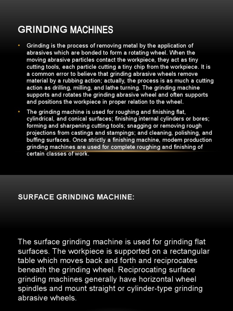 Surface Grinding Machine Overview | PDF | Grinding (Abrasive Cutting ...