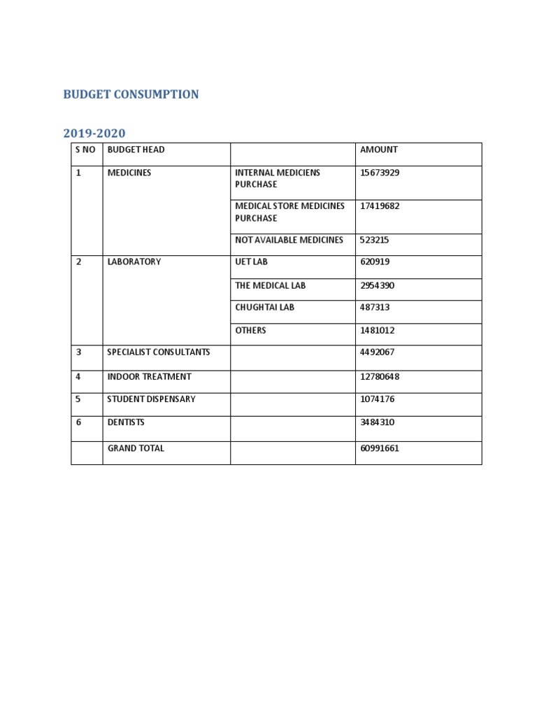 Budget Consumption 2018-19 | PDF