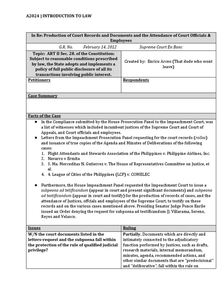 Court Records Production and Privilege | PDF | Discovery (Law ...
