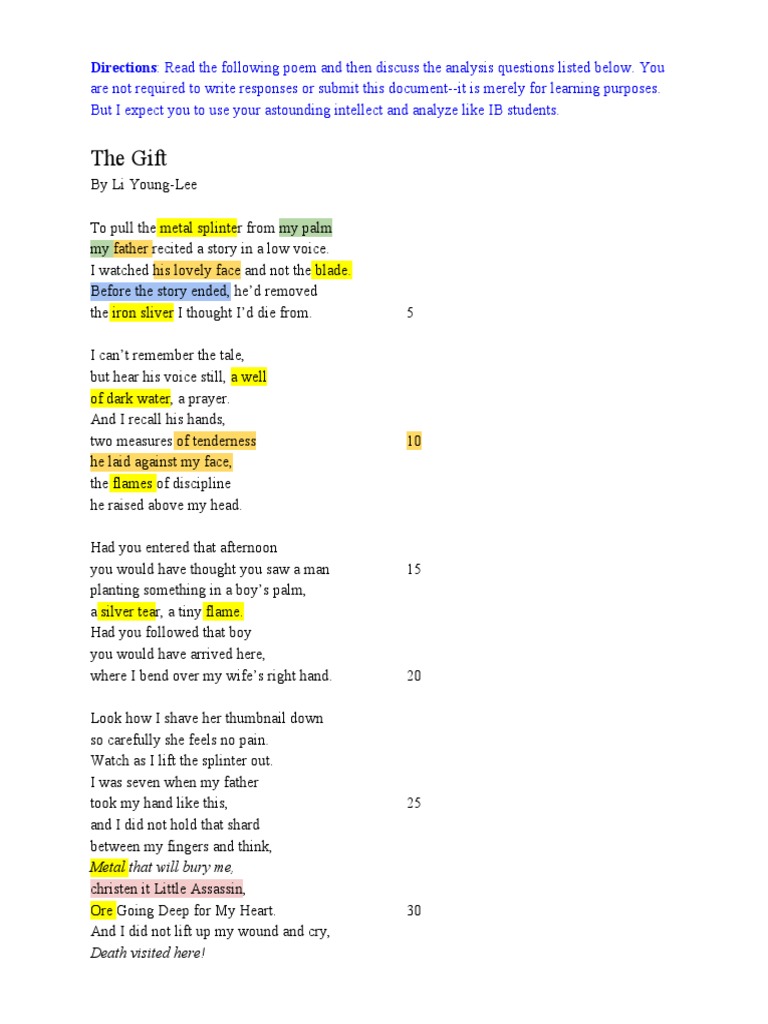 The Gift by Li Young-Lee | PDF | Poetry
