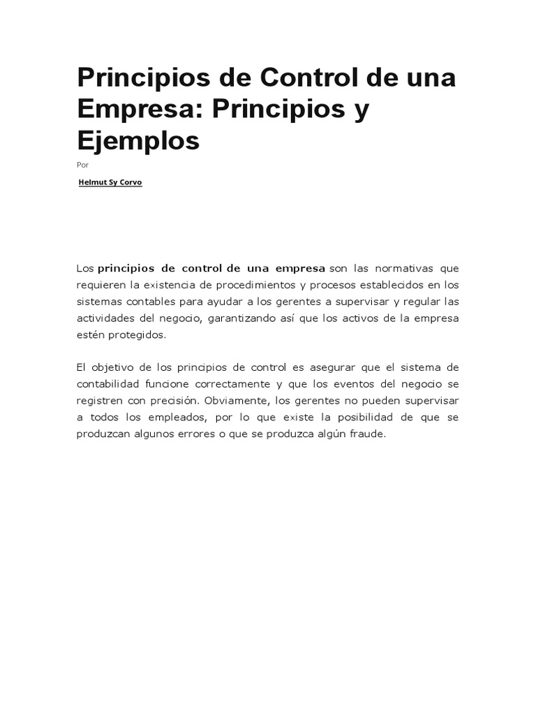 Principios de Control Empresarial | PDF | Contabilidad | Bancos