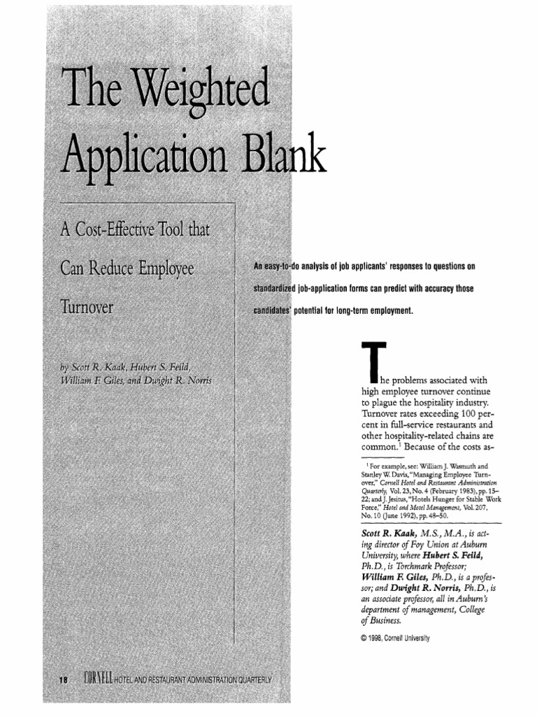 Weighted Application Blank PDF | Download Free PDF | Turnover ...