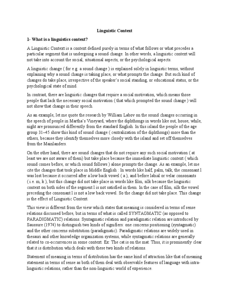 CH 5 Linguistic Context | PDF | Idiom | Linguistics