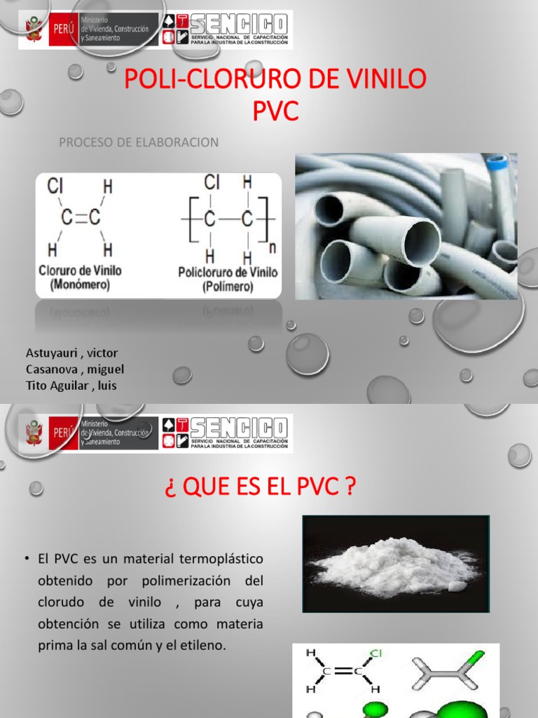Proceso de elaboración y propiedades del PVC (policloruro de vinilo ...