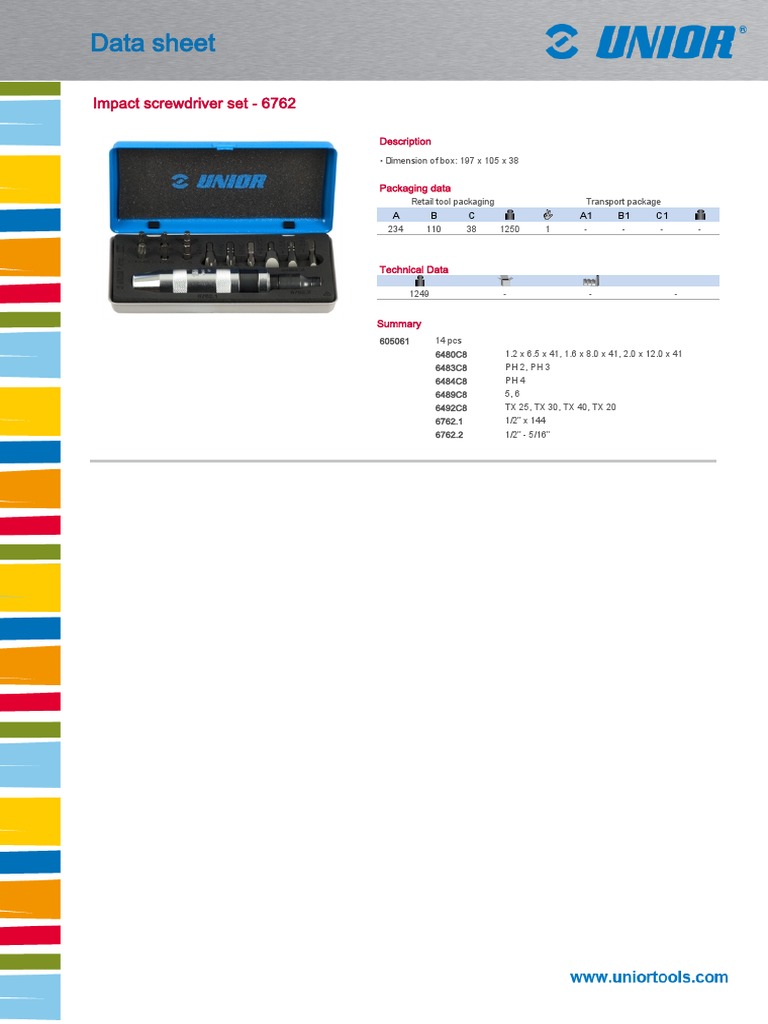 6762 - Impact Screwdriver Set UNIOR | PDF