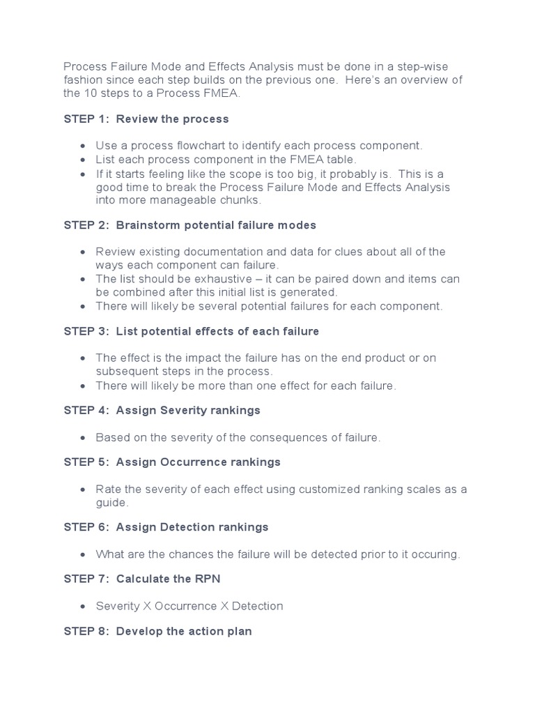 10 Steps To Do FMEA | PDF
